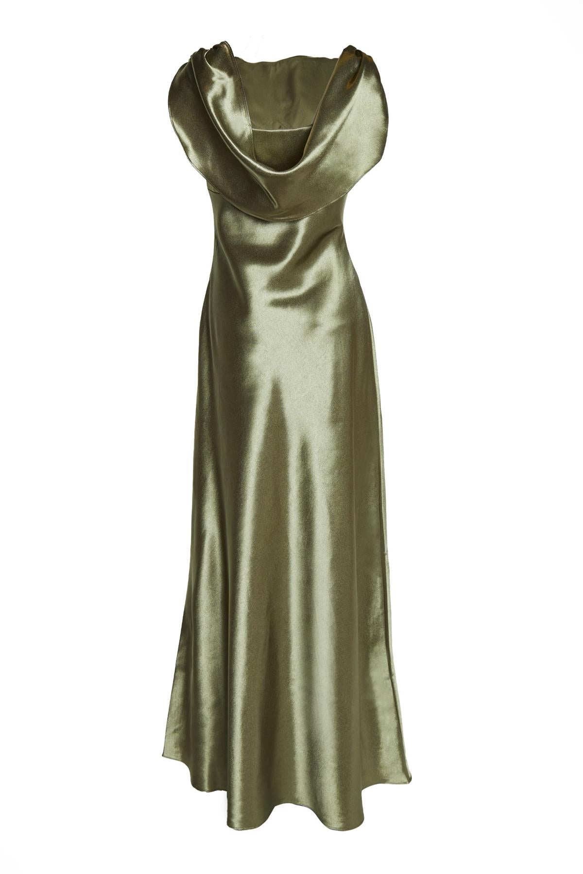 Natalie Sage-Green Cowl-Back Maxi Dress - 6 - True Decadence