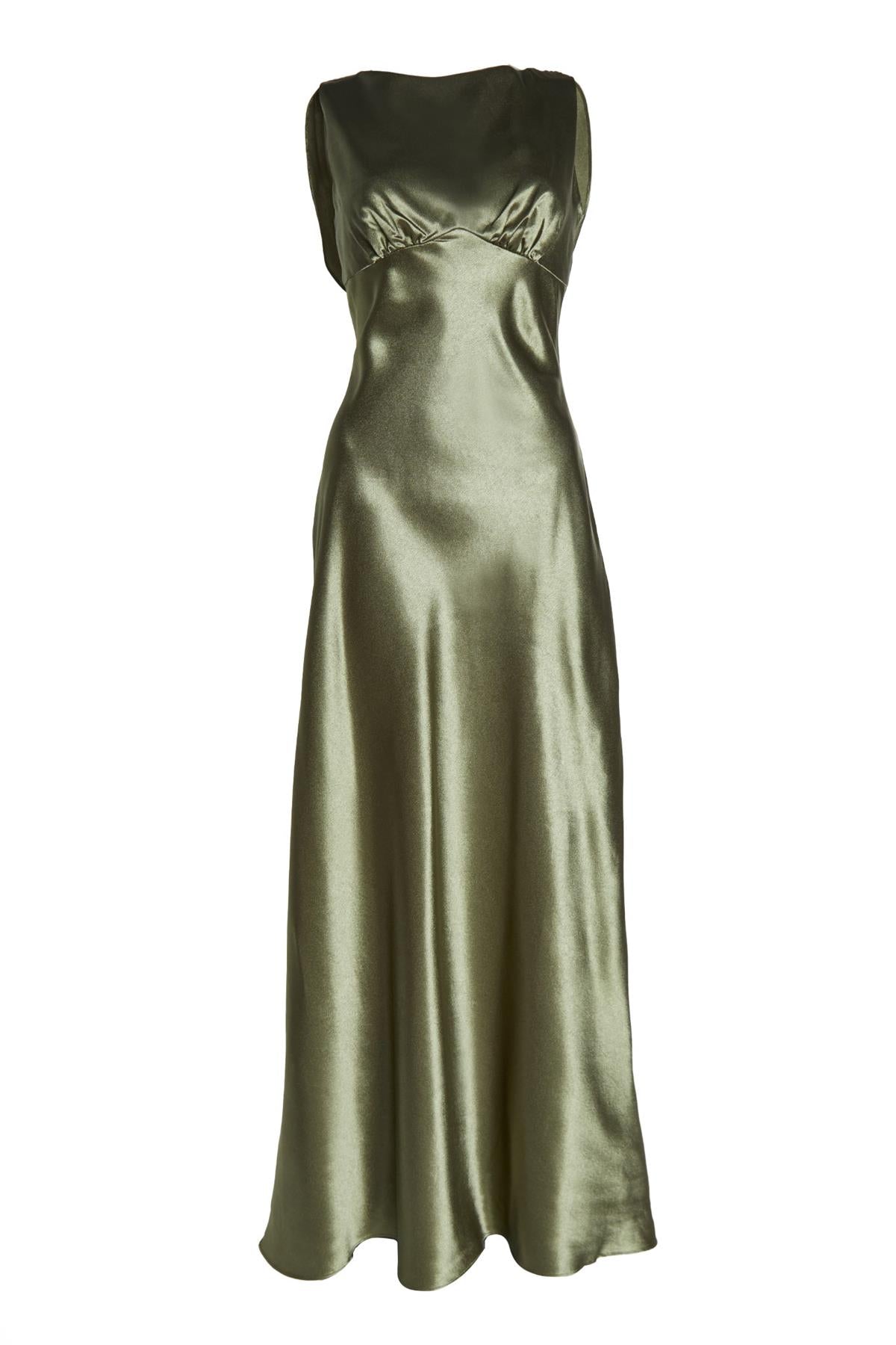 Natalie Sage-Green Cowl-Back Maxi Dress - 12 - True Decadence