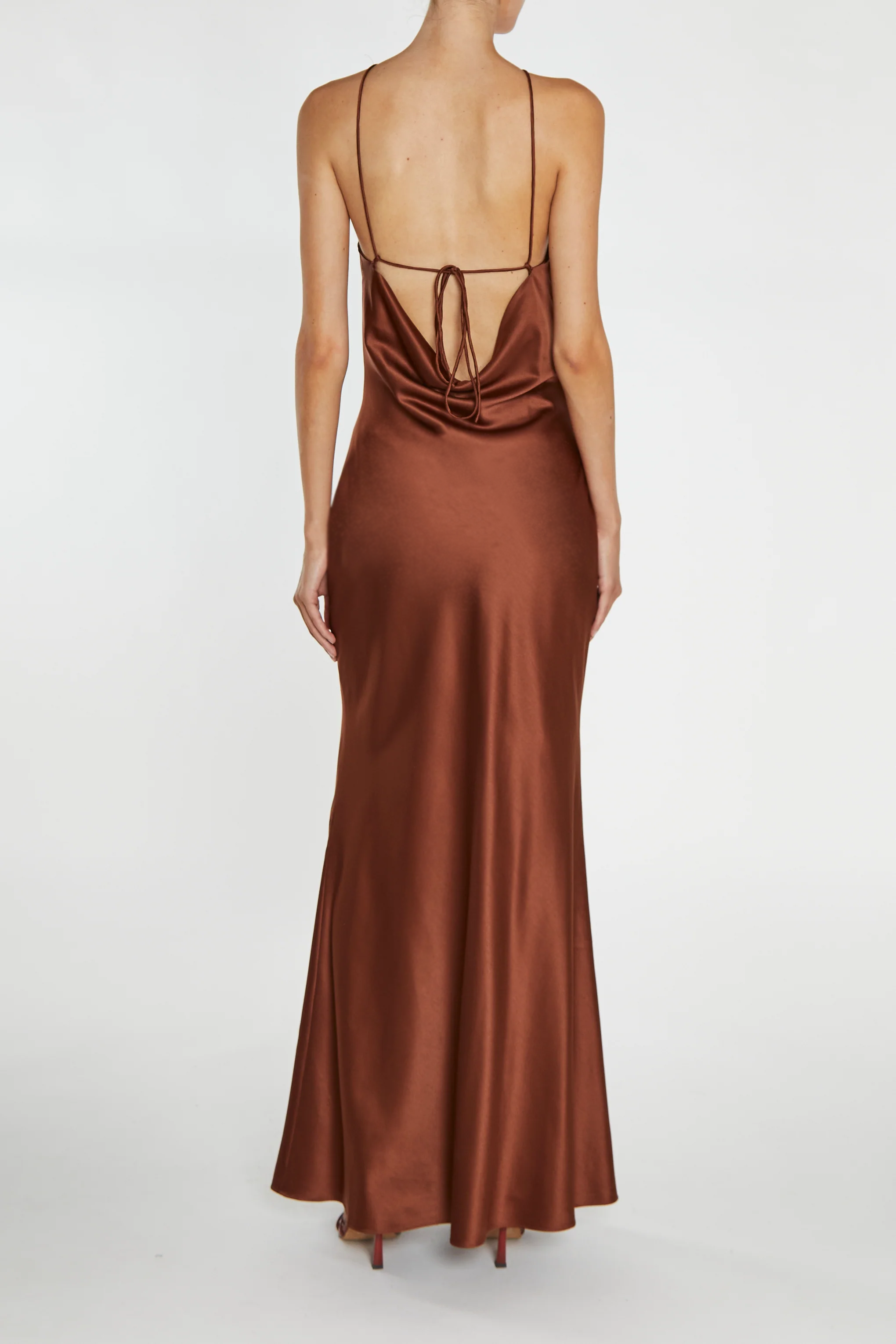 Hailey Chocolate-Brown Halterneck Cross-Back Maxi Dress - 8 - True ...