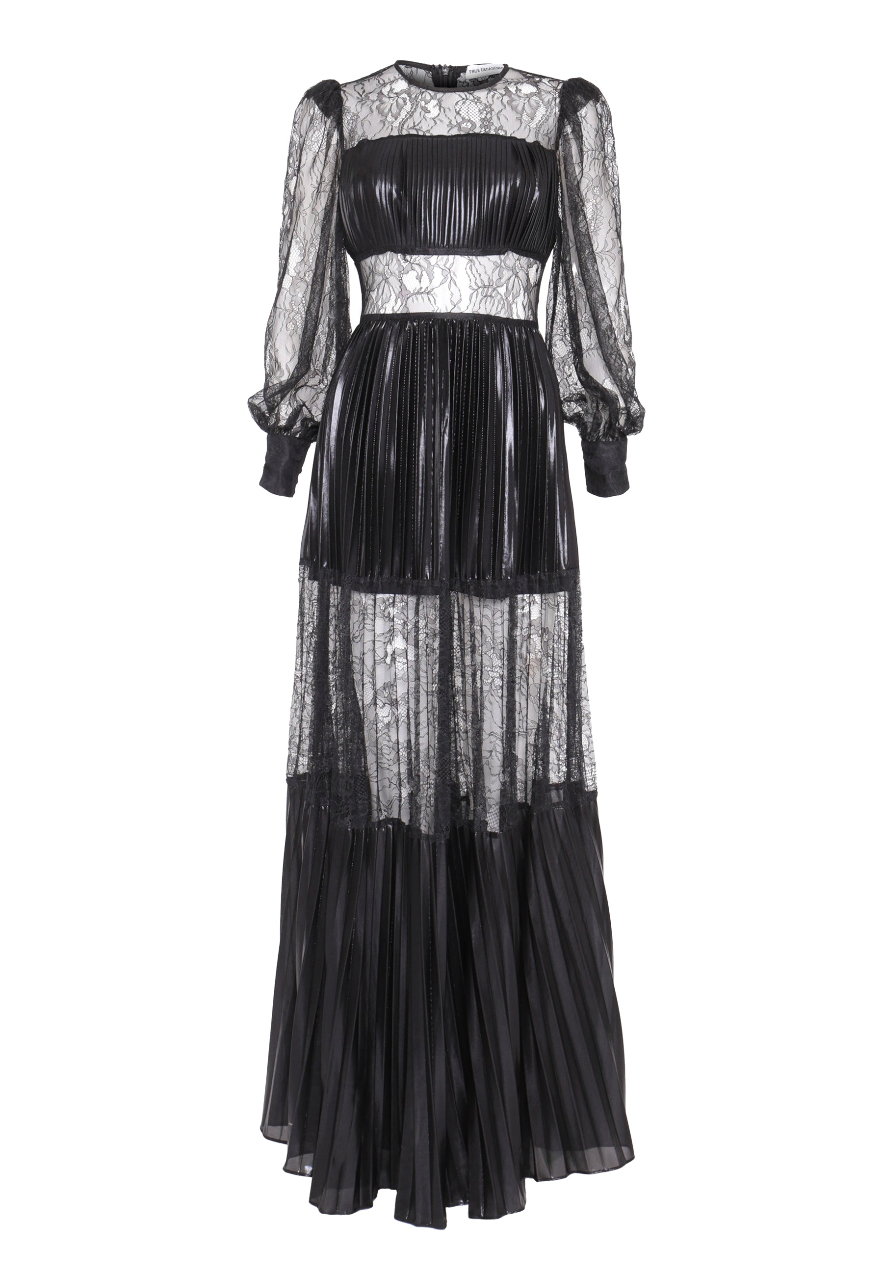 Amanda Black Sheer Pleated Maxi Dress - True Decadence